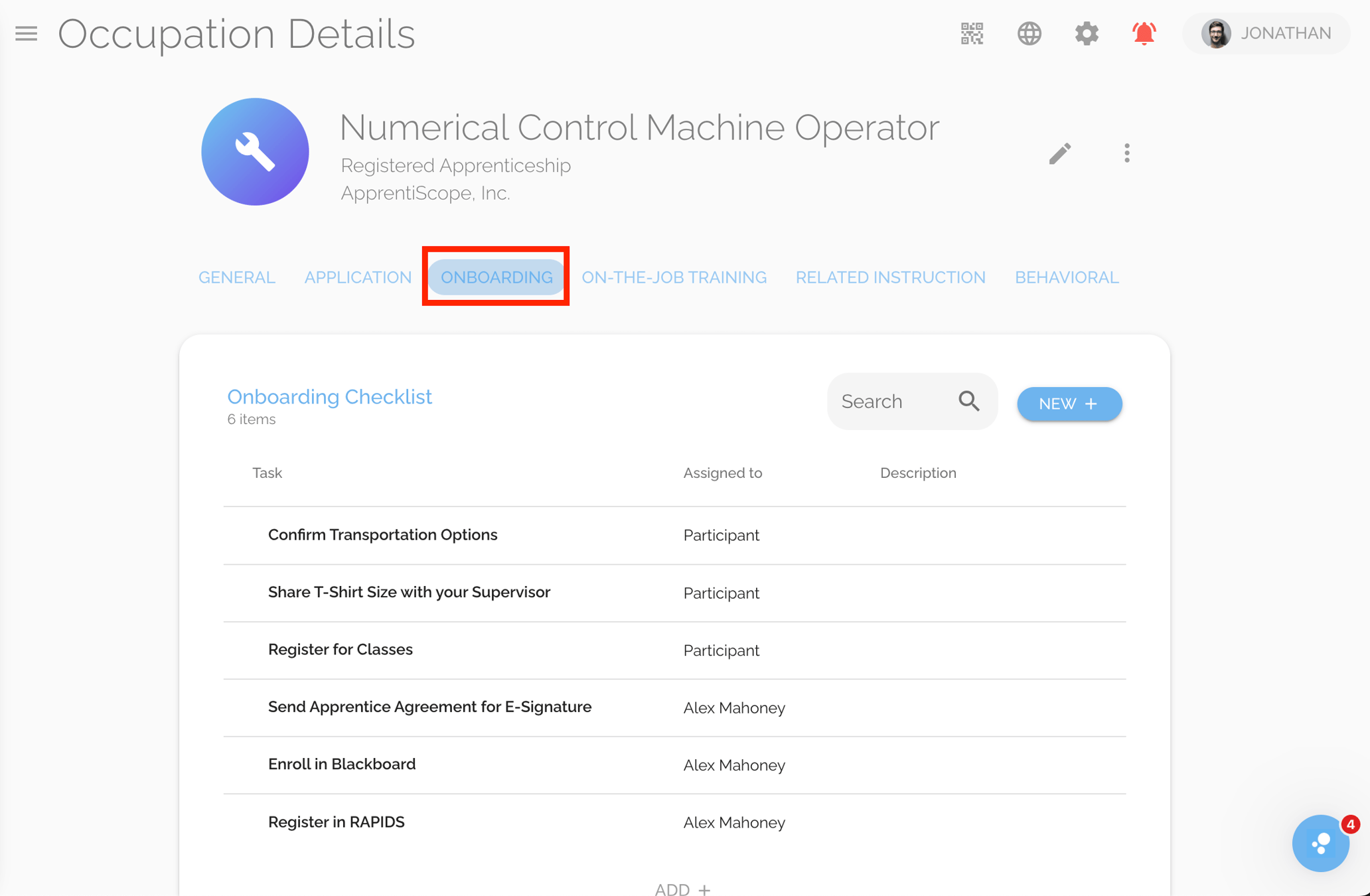 How to create an automatic Onboarding Task List for all New Participants added to an Occupation